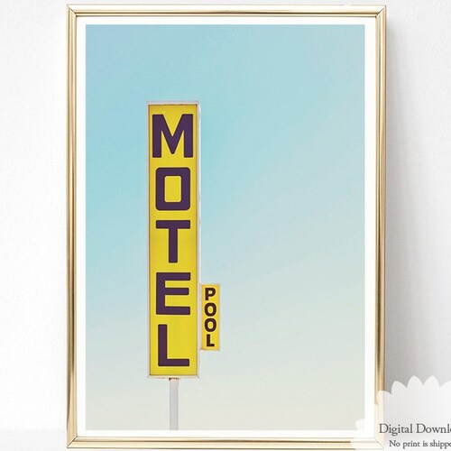 Vintage Motel Sign Wall Art Prints Digital Download Mid - Etsy