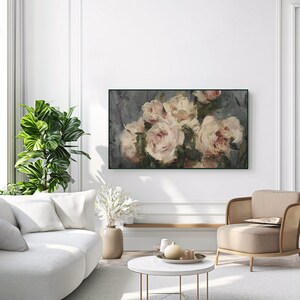 Antique Roses Frame TV Art, Vintage Floral Oil Painting, Neutral ...
