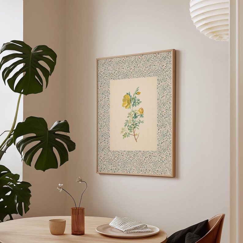 Vintage Yellow Rose Painting in a Rustic French Country Style, Shabby ...