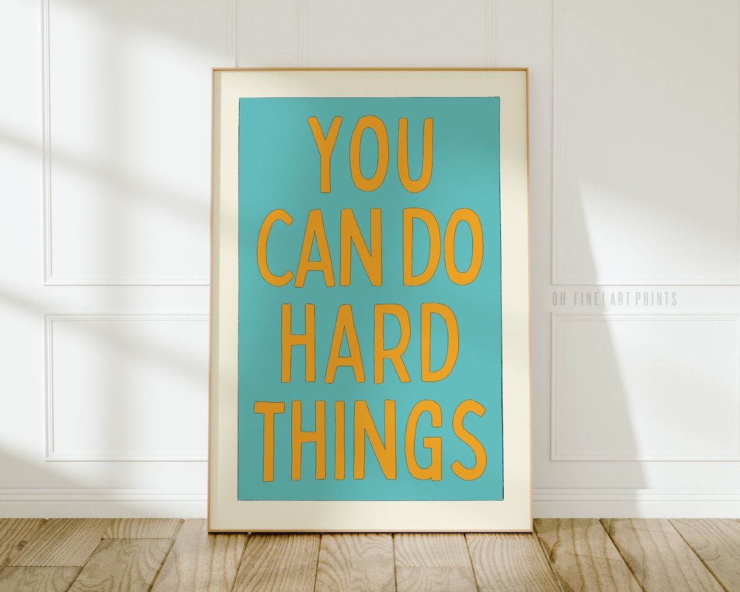 You Can Do Hard Things Print, Blue Retro Classroom Decor, Cute ...