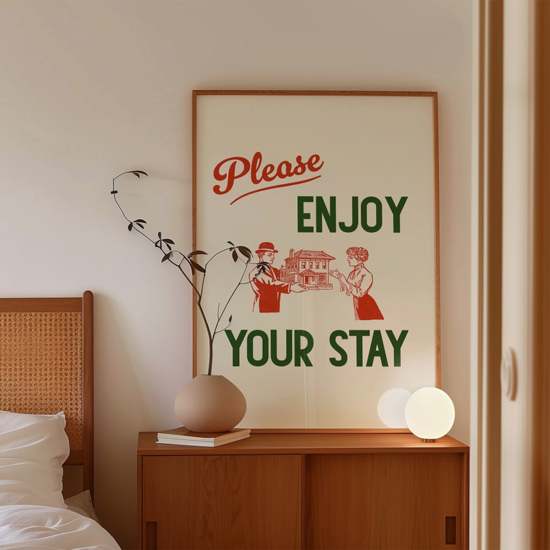 Please Enjoy Your Stay Print, Airbnb Printable Wall Art, Mid Century ...
