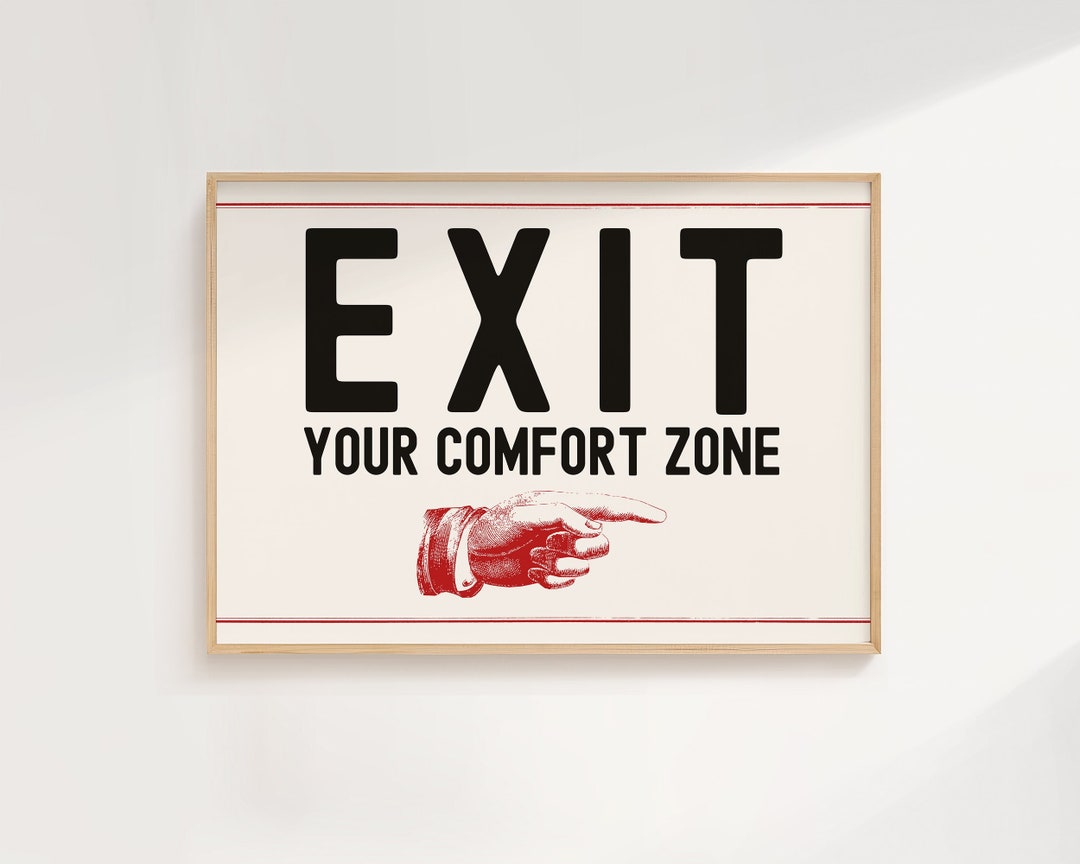 Exit Your Comfort Zone Poster, Motivational Wall Art, Retro Office ...