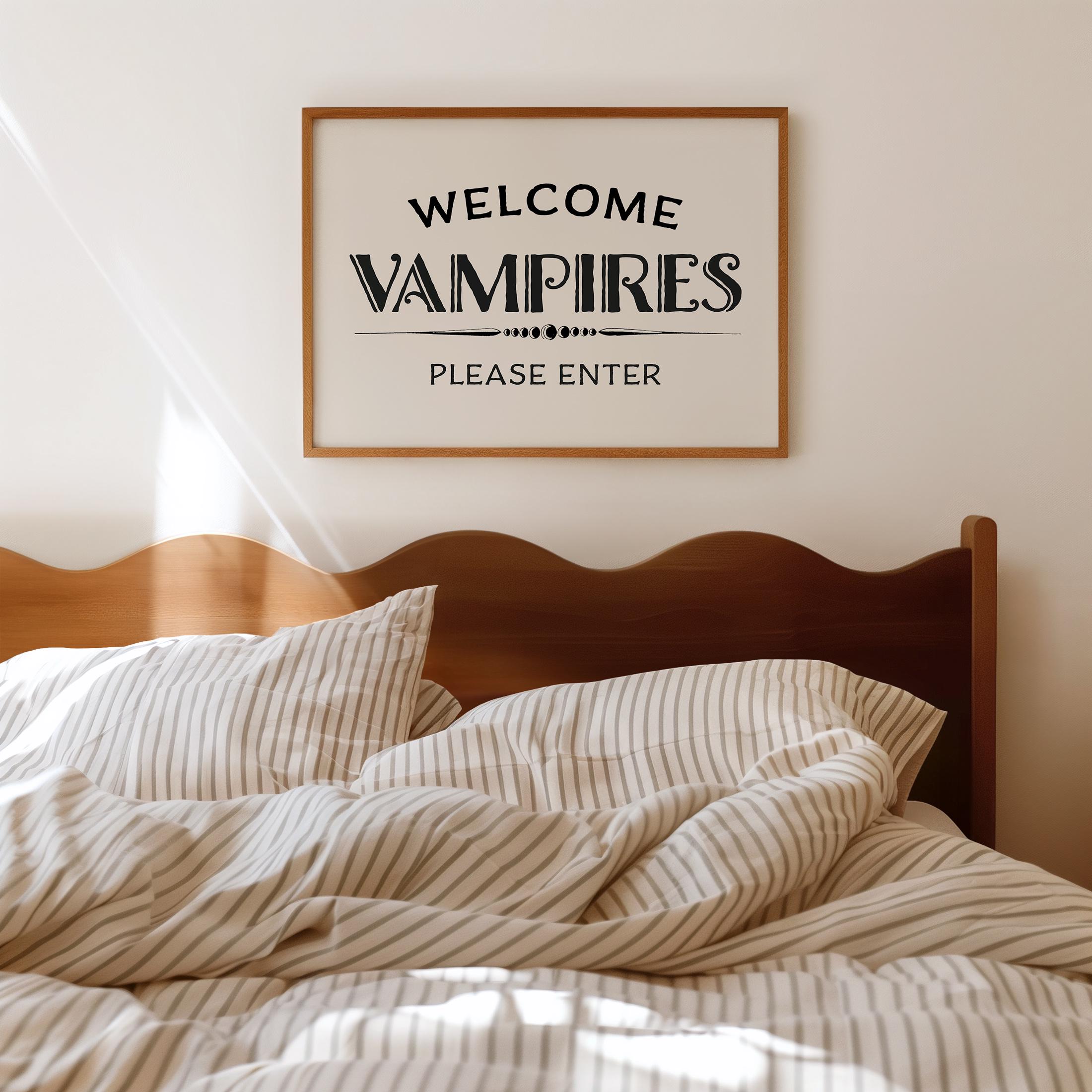 Welcome Vampires Halloween Printable Sign, Funny Rustic Gothic Decor ...