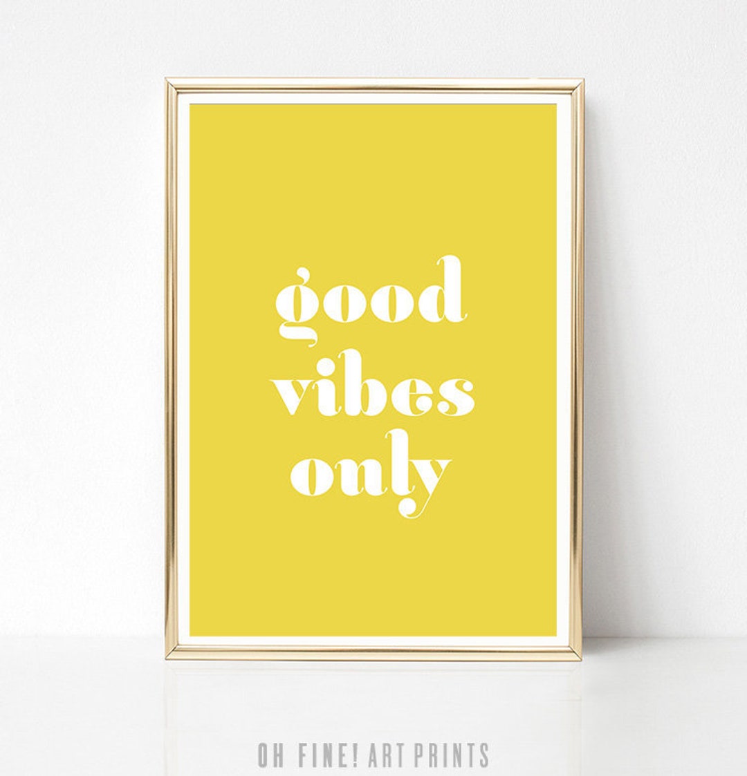 Good Vibes Only Print Yellow Wall Art Retro Dorm Wall Art - Etsy