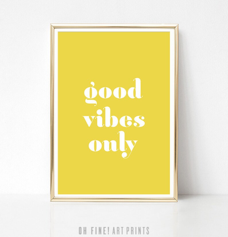 Good Vibes Only Print Yellow Wall Art Retro Dorm Wall Art - Etsy