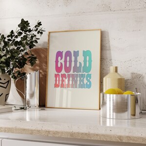 Cold Drinks Poster, Printable Kitchen Wall Art, Western Decor, Country ...