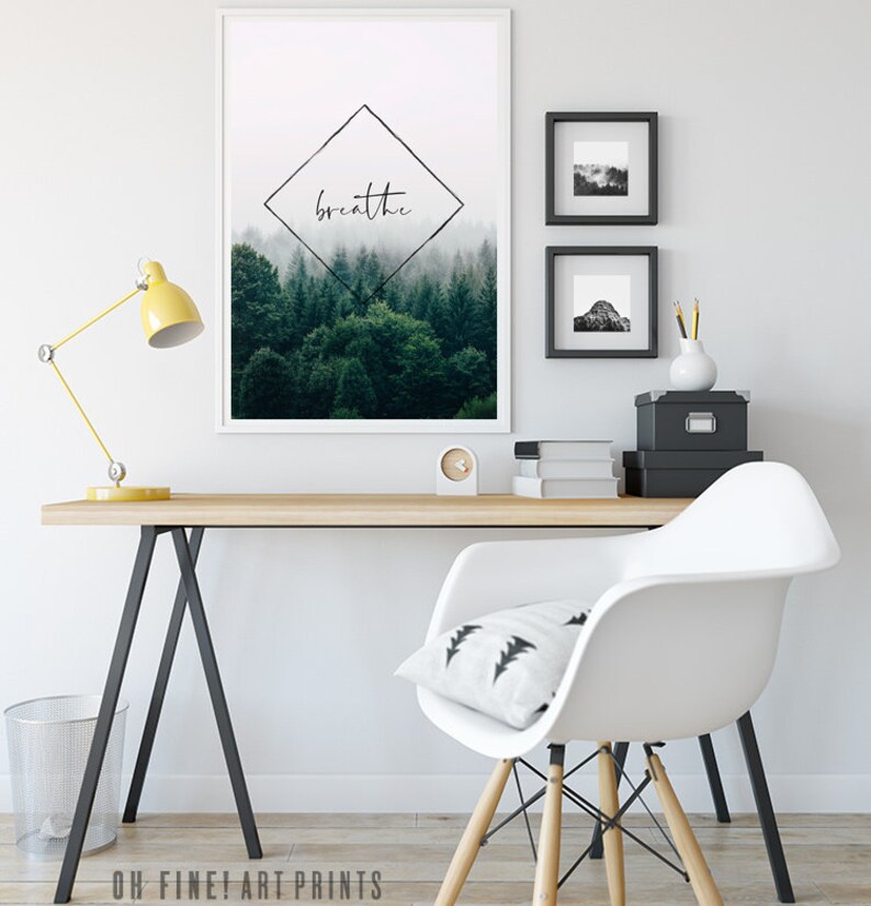 Breathe Print Printable Wall Art Forest Print Inspirational - Etsy