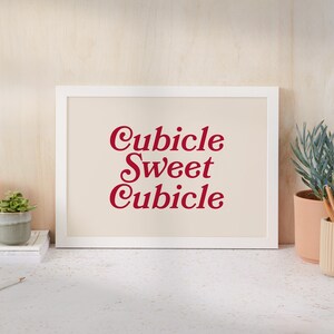 Cubicle Sweet Cubicle Art Print, Printable Retro Office Decor, Cute ...