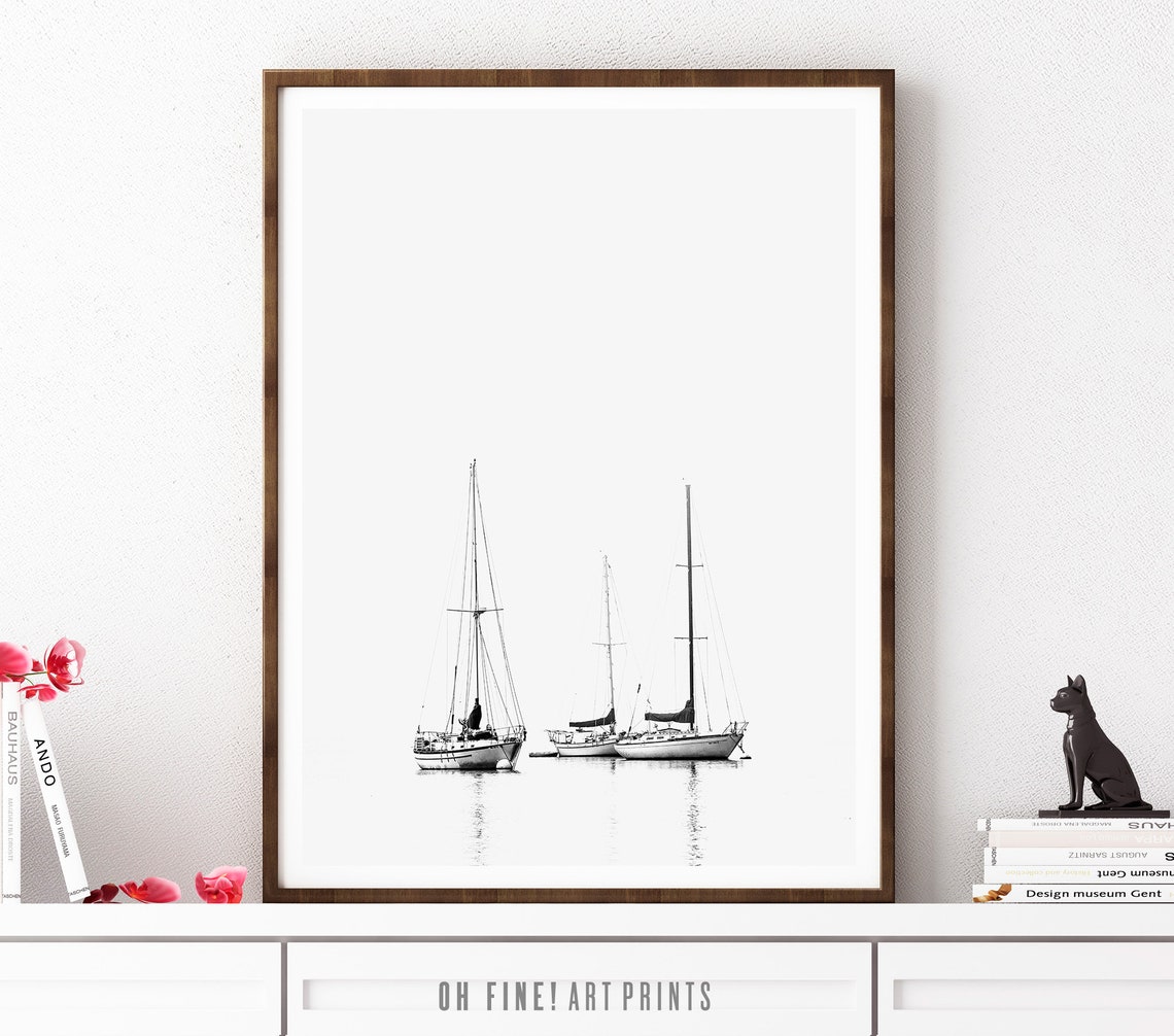 Sailing Wall Art Set of 2 Prints Sailboat Prints Black and | Etsy