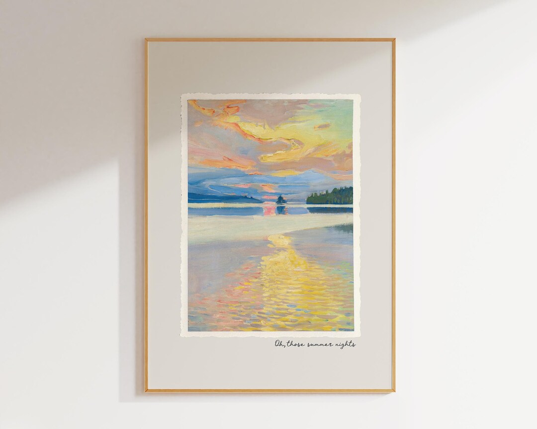 Abstract Lake Art Print, Cottagecore Wall Art, Colorful Coastal Decor ...