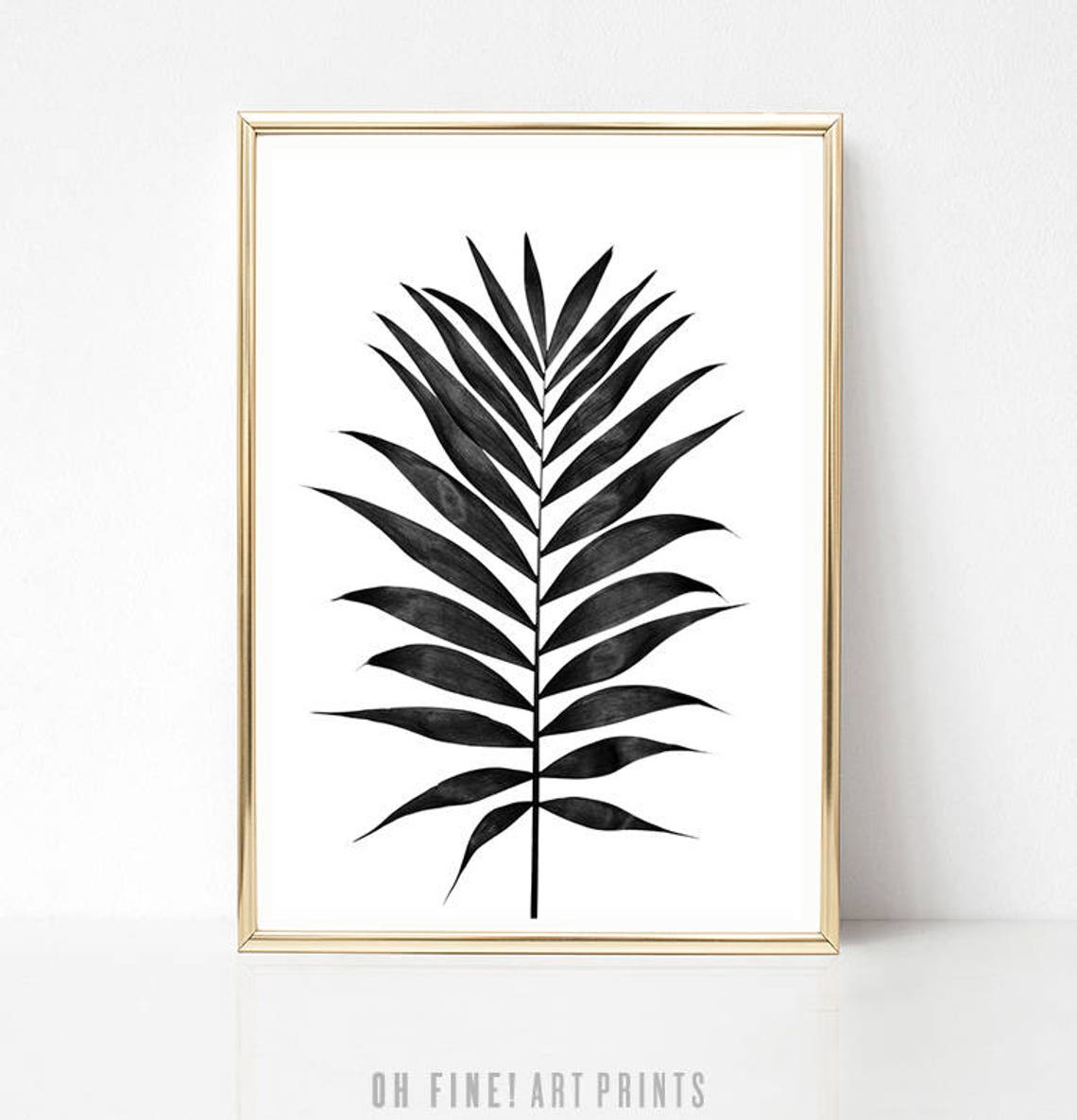 Palm Print Tropical Print Large Wall Art Black And White Etsy