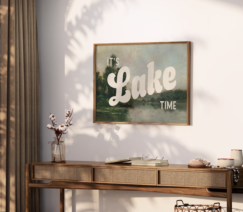 It's Lake Time Print, Vintage Cottage Core Decor, PRINTABLE Lake House ...