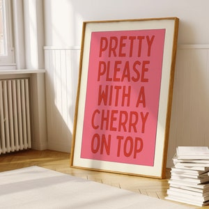 Pink Girl's Room Decor, Cute Cherry on Top Wall Art Print, Aesthetic ...