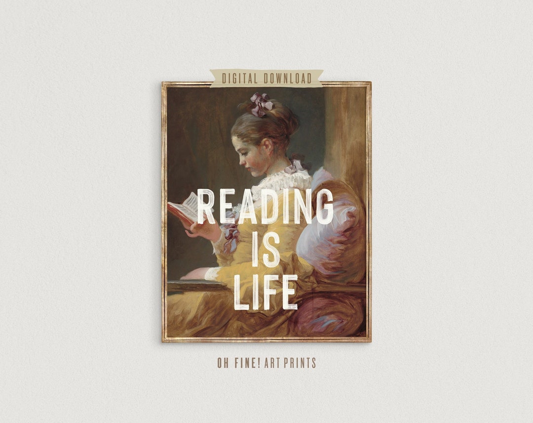 Reading Poster, PRINTABLE Art, Reading is Life Quote Print, Gift for ...