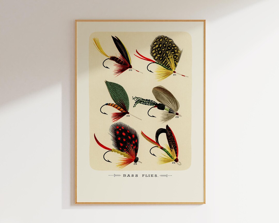 Bass Fishing Lures Art Print, Fisherman Rustic Cabin Decor, Printable ...