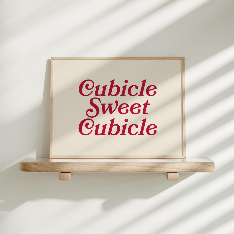 Cubicle Sweet Cubicle Art Print, Printable Retro Office Decor, Cute ...