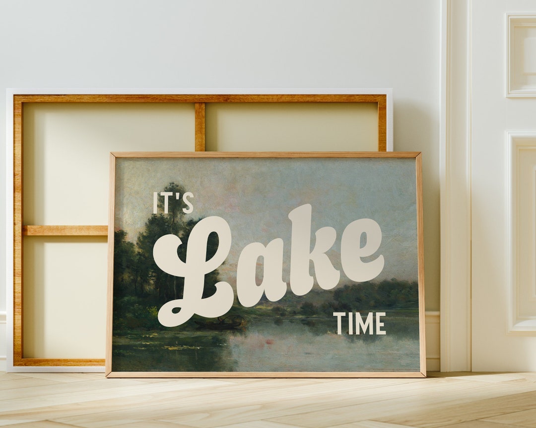 It's Lake Time Print, Vintage Cottage Core Decor, PRINTABLE Lake House ...