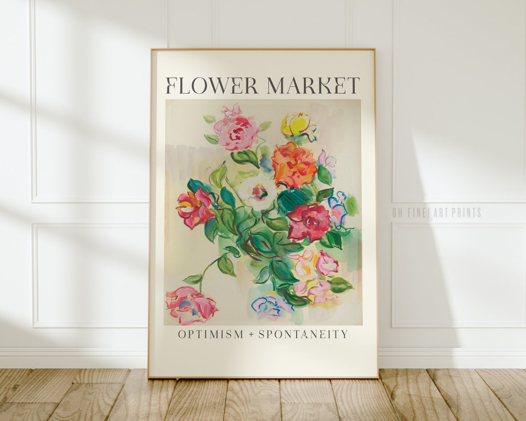 Flower Market Print, Botanical Poster, Printable Wall Art, Vintage ...