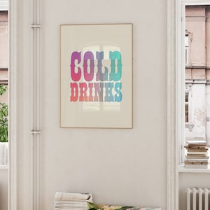 Cold Drinks Poster, Printable Kitchen Wall Art, Western Decor, Country ...