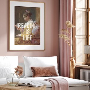 Reading Poster, PRINTABLE Art, Reading is Life Quote Print, Gift for ...