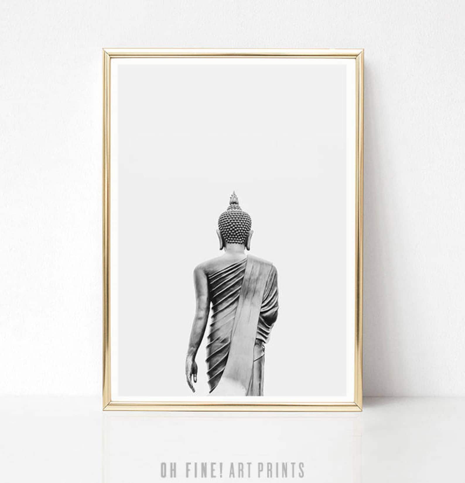 Buddha Wall Art, Boho Decor, Modern Boho Wall Art Prints, Black and ...