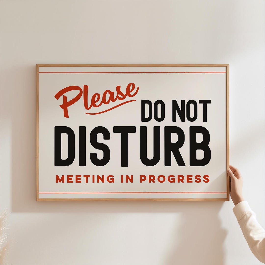 Do Not Disturb Meeting in Progress PRINTABLE Sign, Retro Office Decor ...