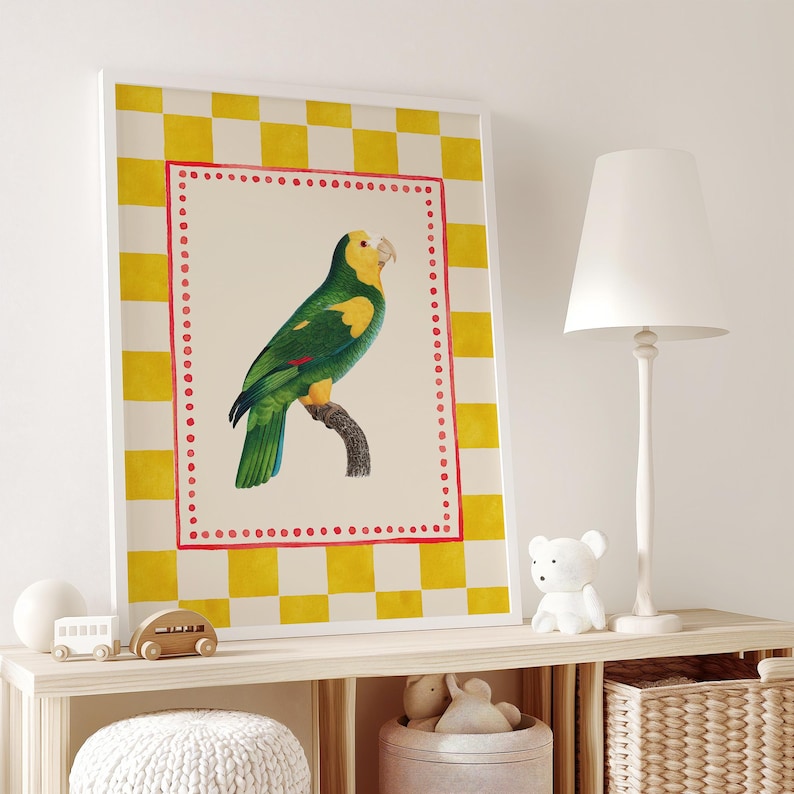 Colorful Printable Parrot Art Print, Maximalist Dopamine Decor, Funky ...