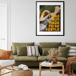 Feminist Art I Was Not Made to Be Subtle Quote Print Vintage - Etsy