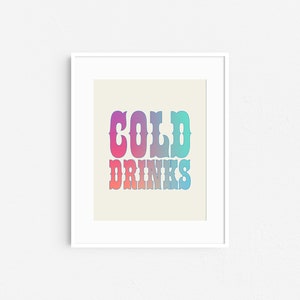 Cold Drinks Poster, Printable Kitchen Wall Art, Western Decor, Country ...