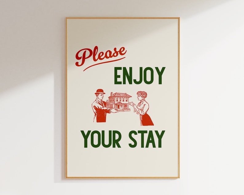 Please Enjoy Your Stay Print, Airbnb Printable Wall Art, Mid Century ...