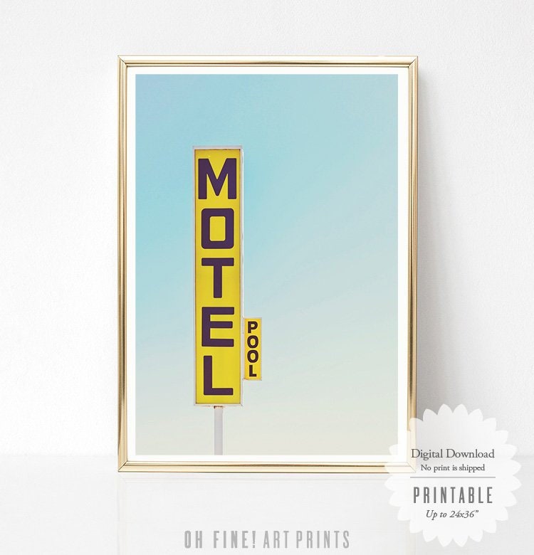 Vintage Motel Sign Wall Art Prints Digital Download Mid | Etsy