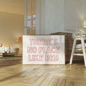 There's No Place Like Bed Print, Red Bedroom Wall Decor Over the Bed ...