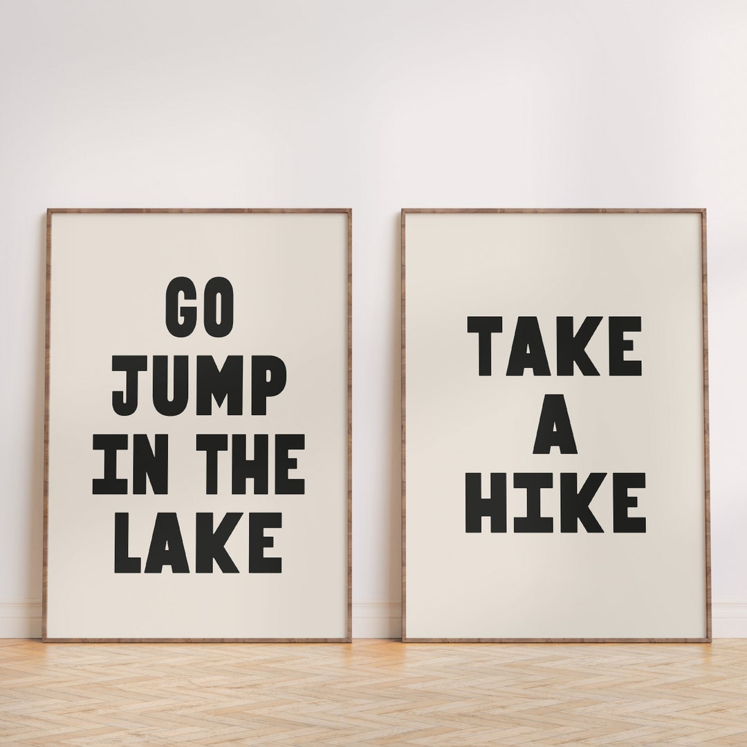 Funny Cottage Decor, Set of 2 Prints, Trendy Retro Posters, Jump in the ...