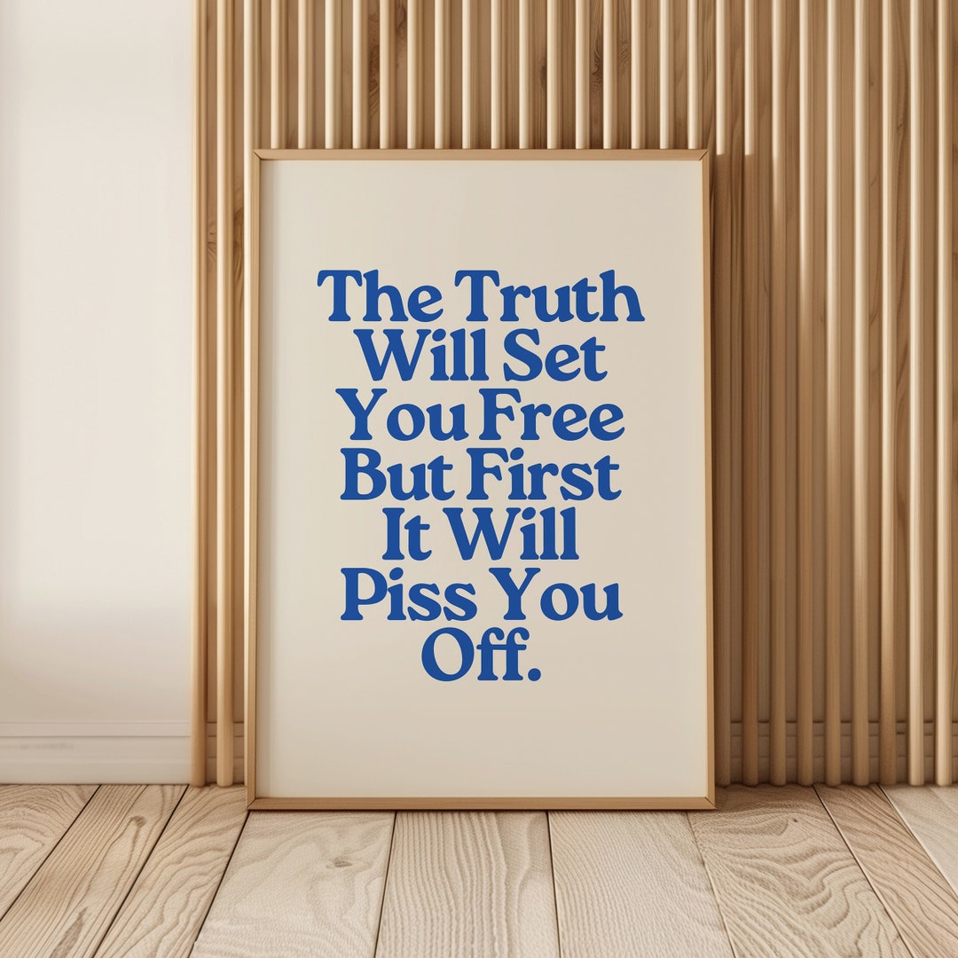 Inspirational Quote Print, Printable Art, Retro Trendy Wall Art, Blue ...