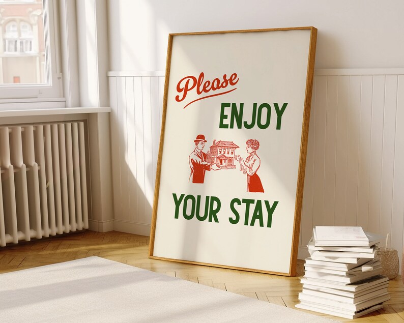 Please Enjoy Your Stay Print, Airbnb Printable Wall Art, Mid Century ...
