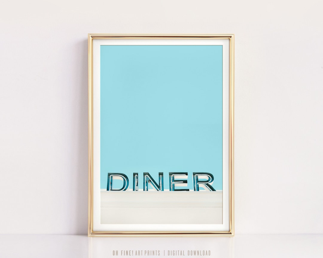 Vintage Diner Sign, Retro Kitchen Wall Decor, Printable Wall Art, Large ...