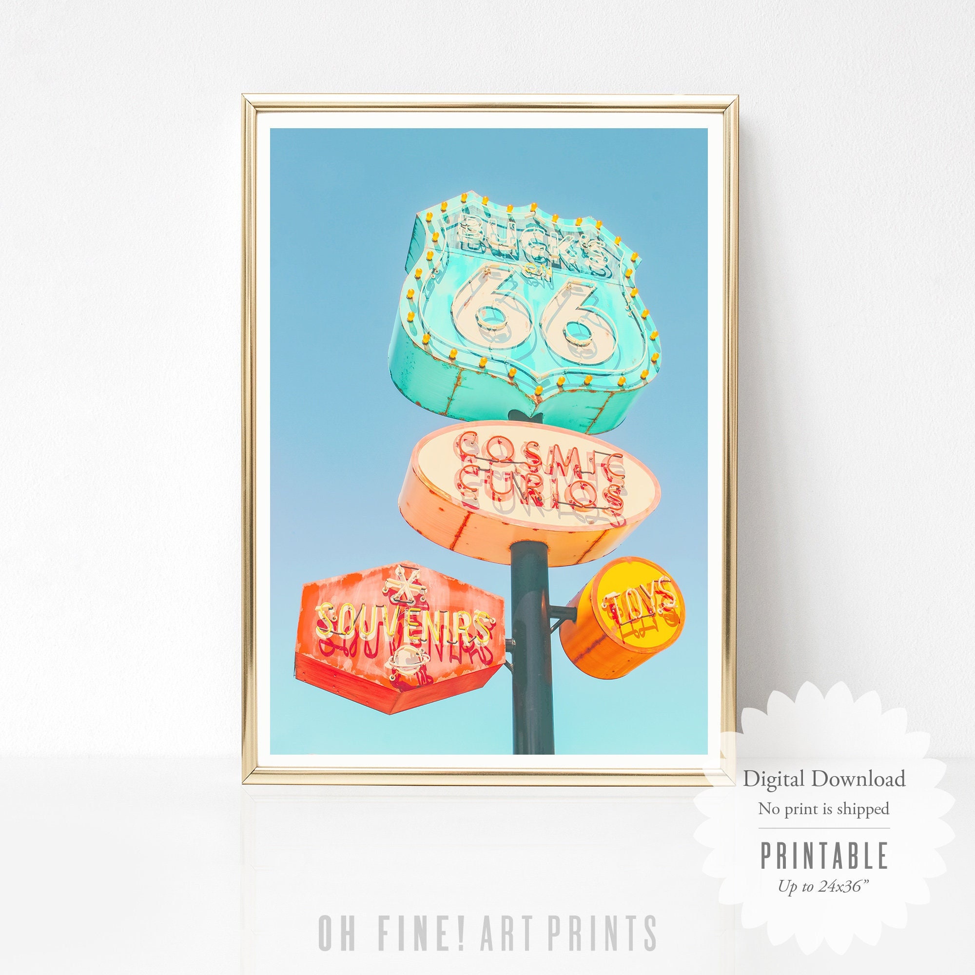 Vintage Route 66 Sign Photo Printable Art Mid Century Modern - Etsy