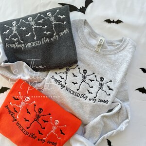 Something Wicked, Skeletons Sweatshirt Embroidered, Halloween ...