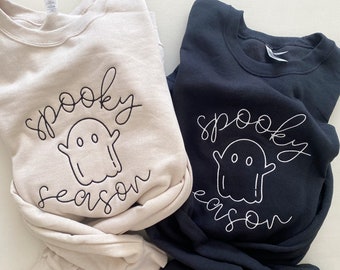 Spooky Season Embroidered Sweatshirt, Halloween Embroidered Crewneck ...