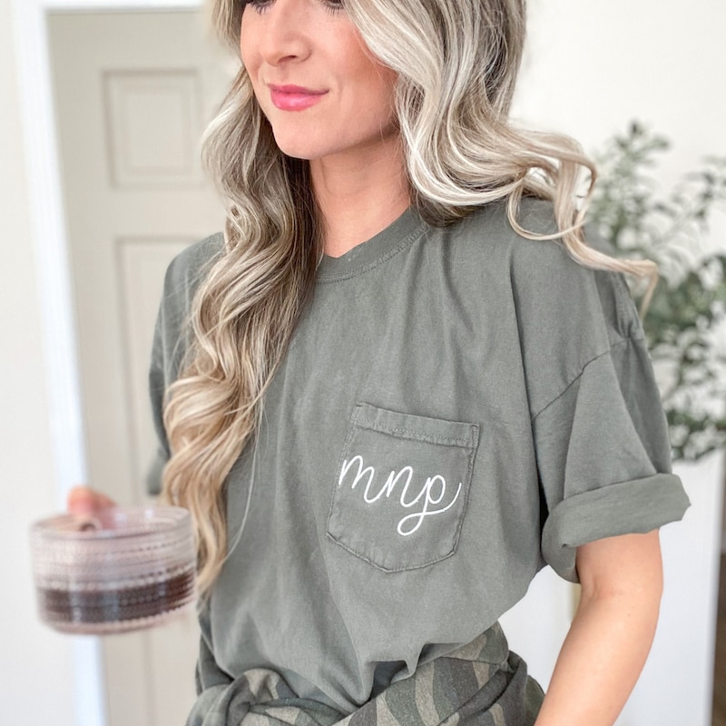 Monogram Pocket Tee - Etsy
