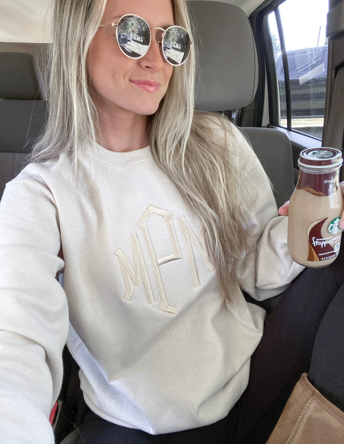 Embroidered Monogram Sweatshirt Large Design Preppy Style - Etsy