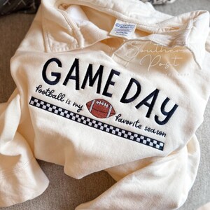 Game Day Football Embroidered Polo Collar Pullover - Etsy