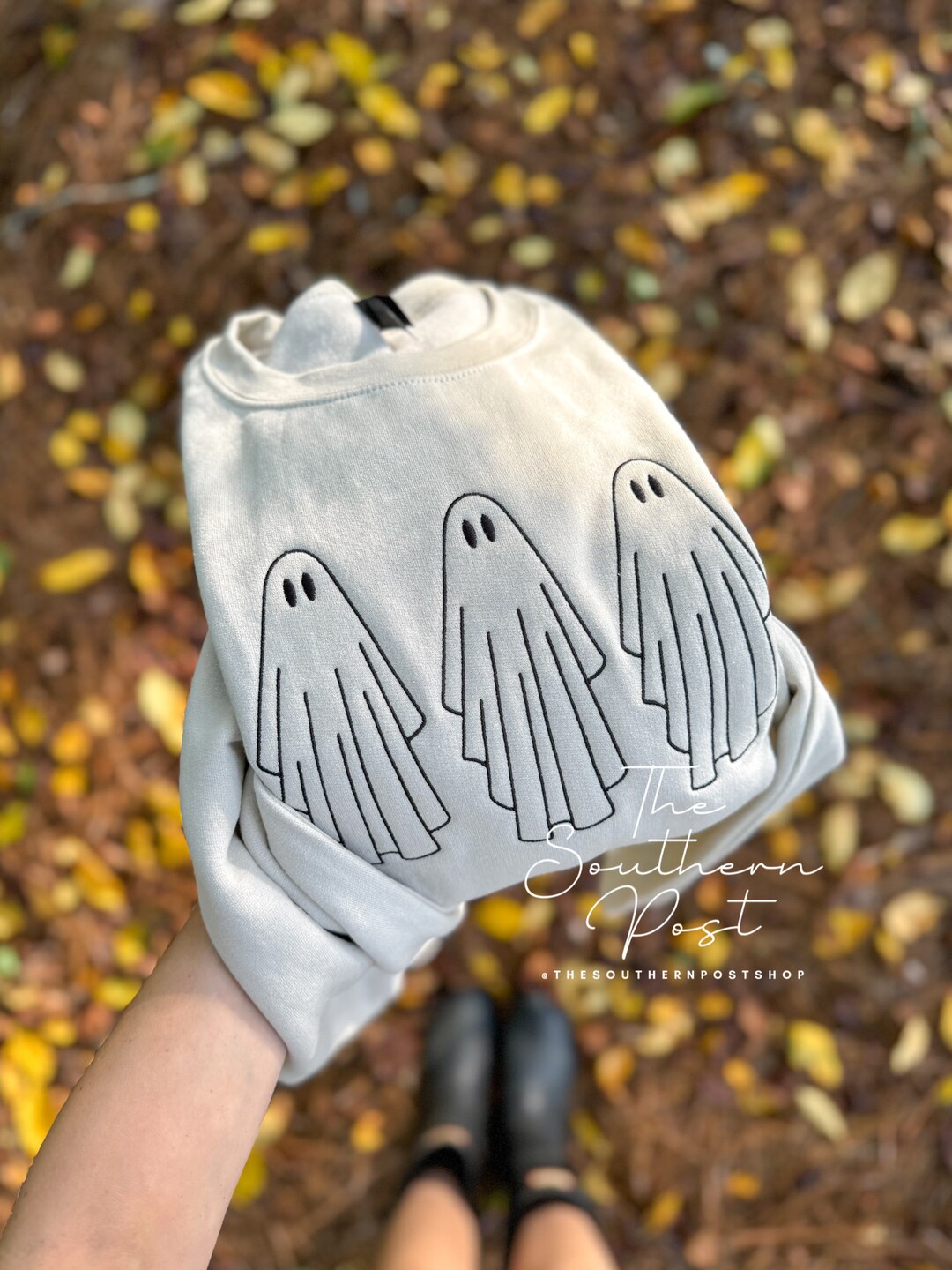 Three Little Ghosts Sweatshirt -- Embroidered, Halloween Sweatshirt ...