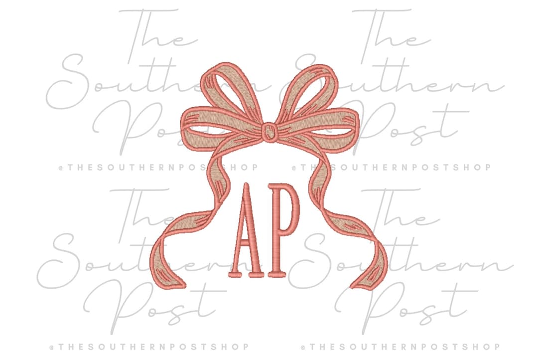 Fancy Bow Monogram Frame (BOW ONLY) Embroidery Download - Etsy