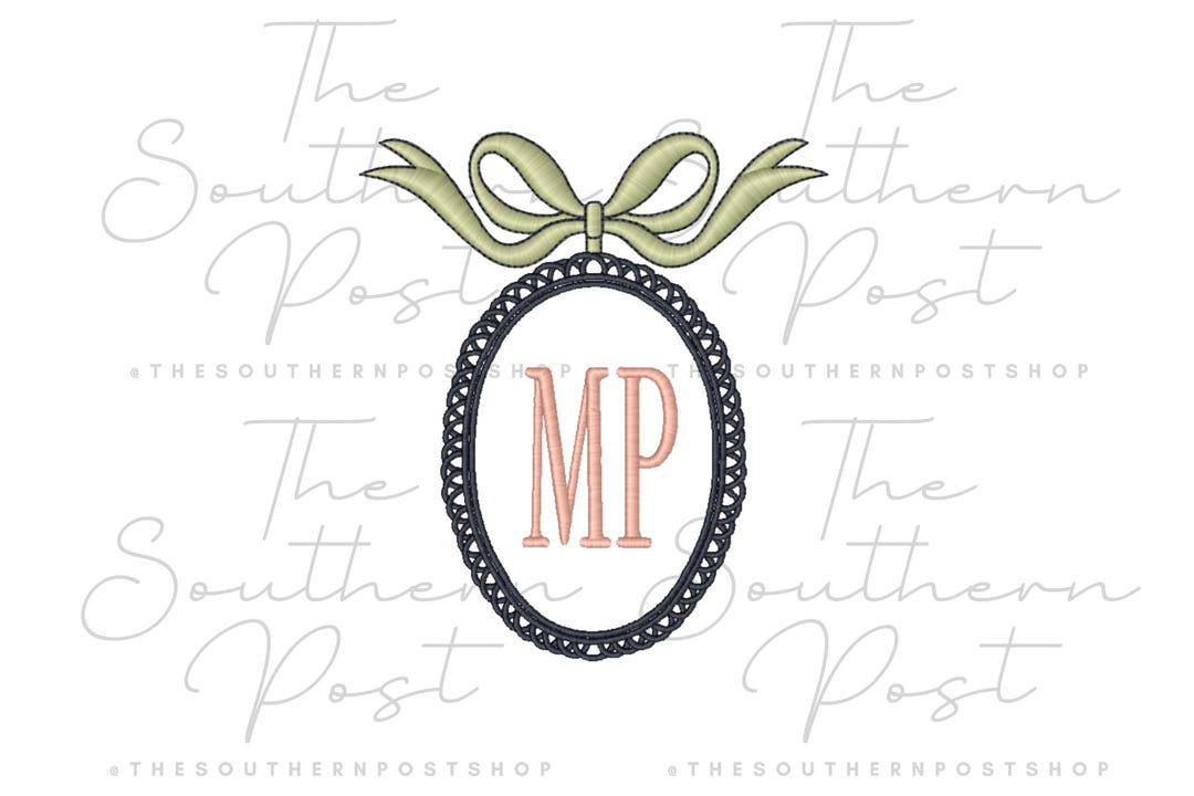 Bow Monogram Frame Embroidery Download (5 Inch) - Etsy