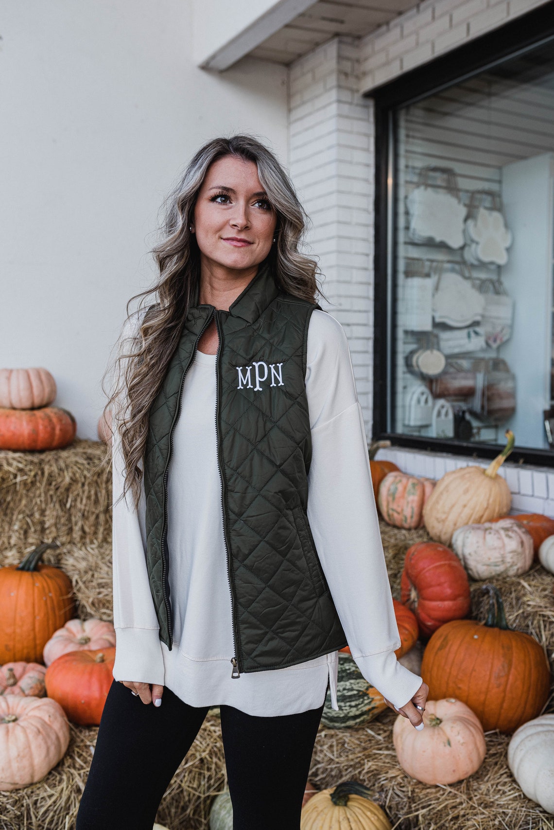 Quilted Monogram Vest -- Embroidered, Fall Favorite - Etsy