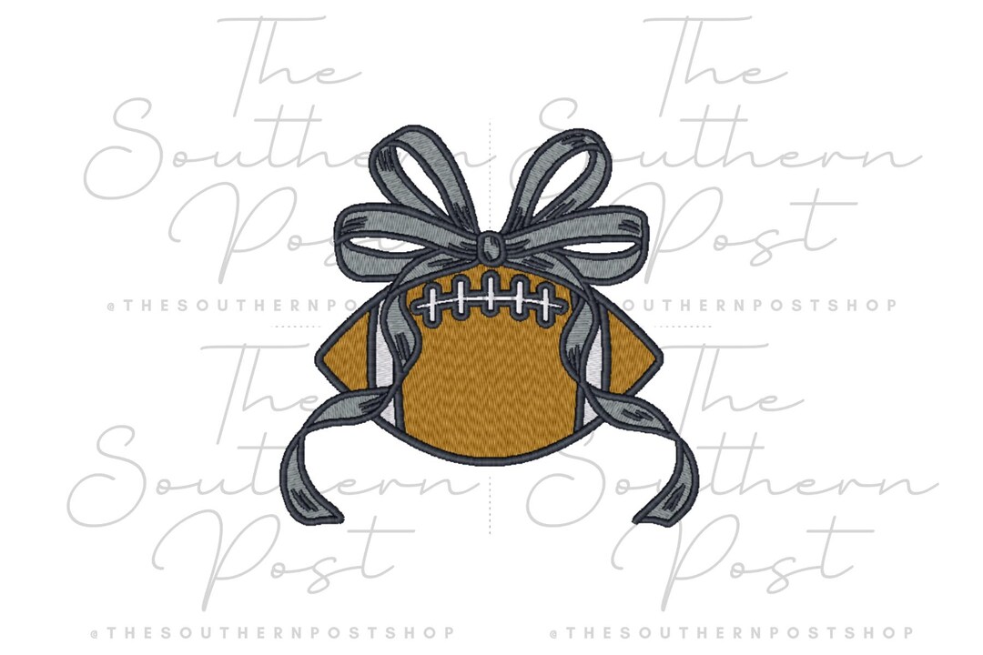 Football With Bow Embroidery Download (3in, 4in, 5in) - Etsy