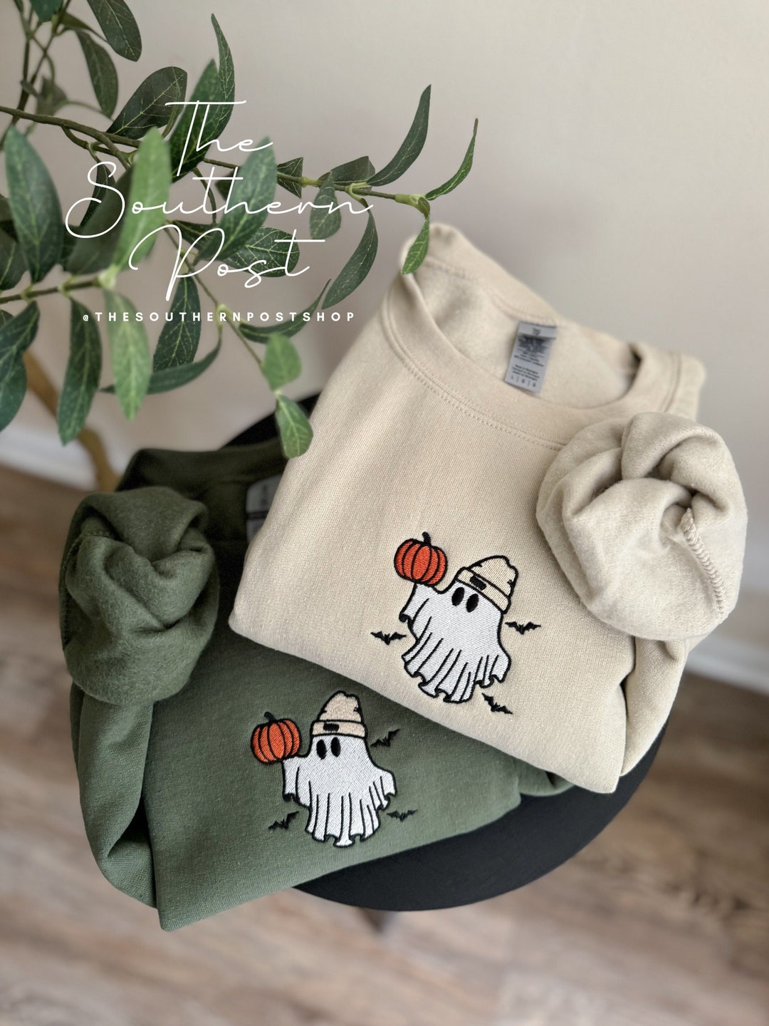 Pumpkin Ghost Sweatshirt -- Embroidered, Halloween Sweatshirt, Spooky ...