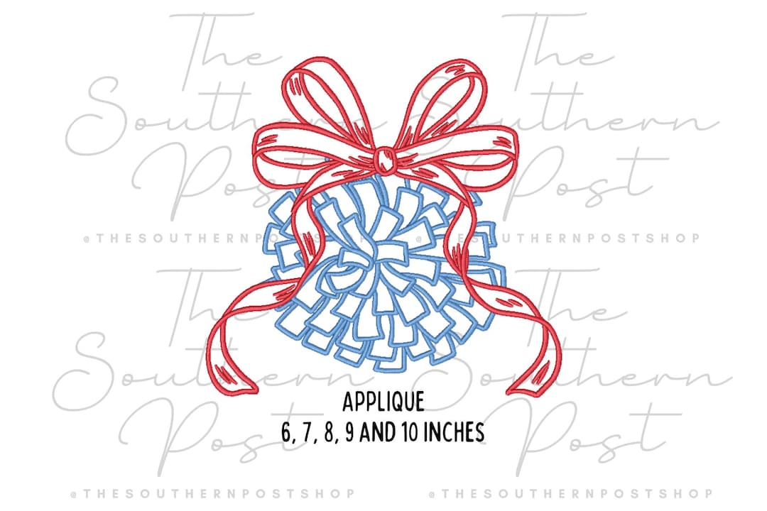 Pom-pom With Bow APPLIQUÉ Embroidery Download (5 Sizes) - Etsy