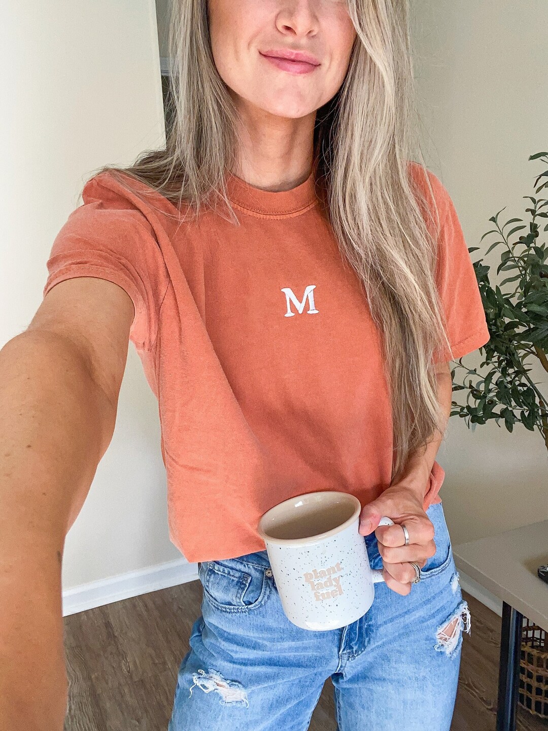 Single Initial Tee -- Comfort Colors, Large Letter, Dainty Initial T ...